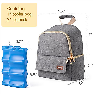 NCVI Breastmilk Cooler Bag with 2 Ice Pack, Breast Pump Bag with Cooler Fits 6 Bottles, Double Layer Breast Milk Baby Bottle Cooler Bag, for Travel, Nursing Mom Daycare, Work, Picnic, Black