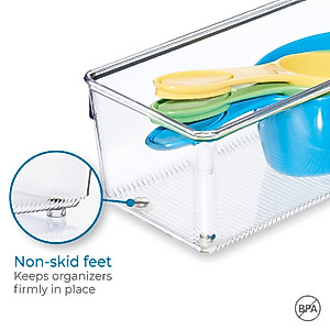 iDesign Utensil Holder and Silverware Organizer for Kitchen Utensils and Countertop Storage, The Linus Collection – Set of 2, 4" x 8" x 3", Clear