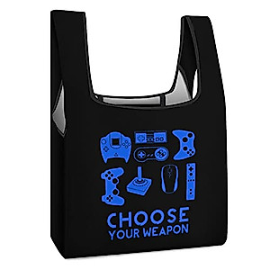 Choose Your Weapon Gamer Printed Reusable Grocery Bag with Handle Foldable Shopping Tote Bags Portable for Supermarket Camping