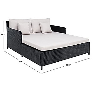 Safavieh Outdoor Collection PAT7500 Daybed, Black/Light Grey