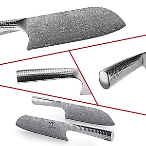 3 Pieces Damascus Kitchen Knife Set with 8” Chef Knife, 7” Santoku Knife, 3.5” Paring Knife, 67 Layer Handmade Damascus VG10 Steel Core, Hammered Ergonomic Handle (Gift Box)