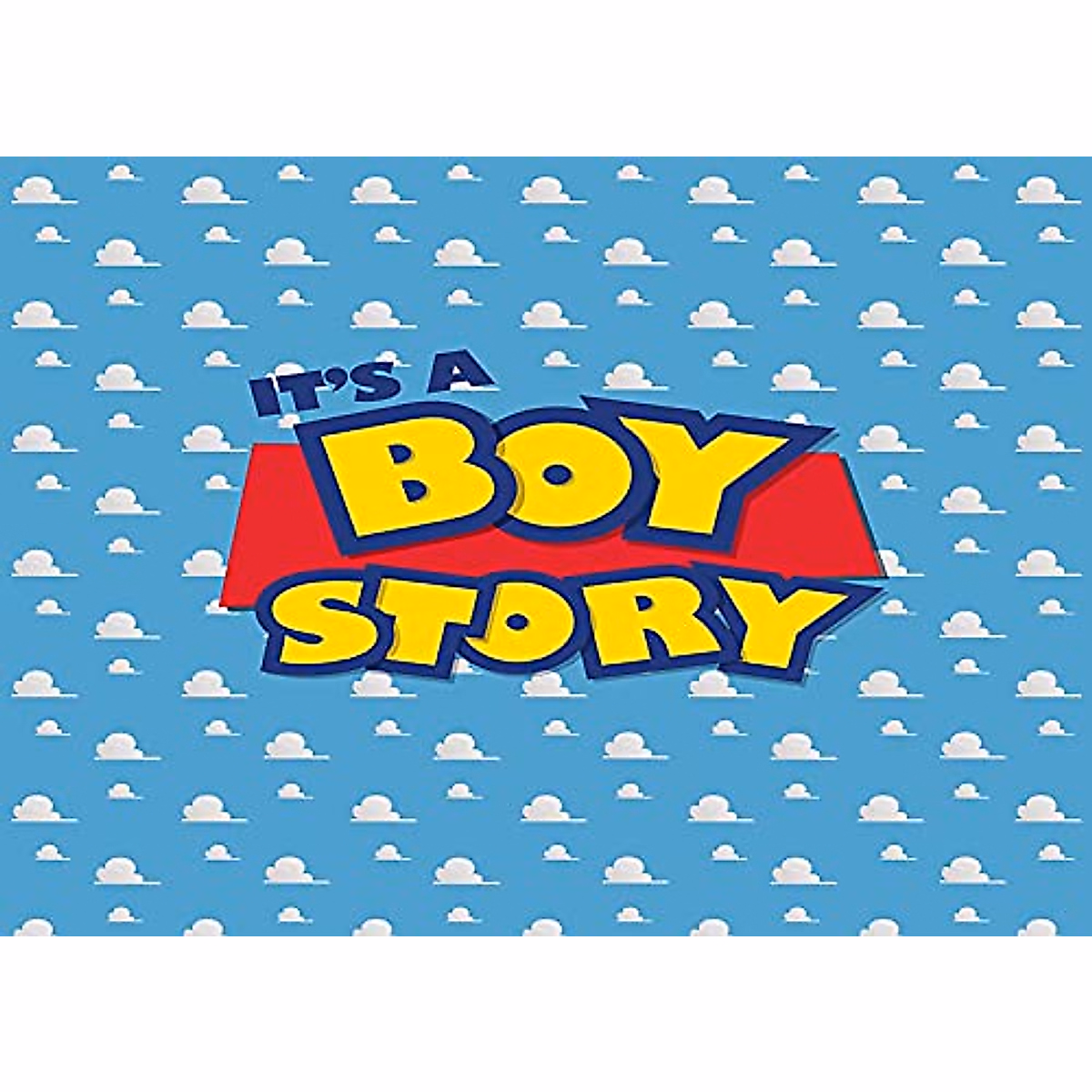 XLL Cartoon Boy It's a Boy Story Photography Backdrop Birthday Party Photo Background Blue Sky White Clouds Photography Backdrops Baby Shower Kids Hero Photo Booth Studio Props 7x5ft