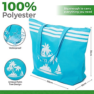 AIREE FAIREE Beach Bag - Beach Bags for Women - Large Waterproof Beach Bag with Zipper and Internal Zipped Pockets - Cute Design