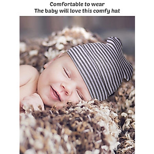 Geyoga Newborn Baby Boy Hat Newborn Beanie Stripes Hat Toddler Soft Caps Infant Cotton Knit Caps for Baby Boys 0-6 Months(Cute Colors,4 Pieces)