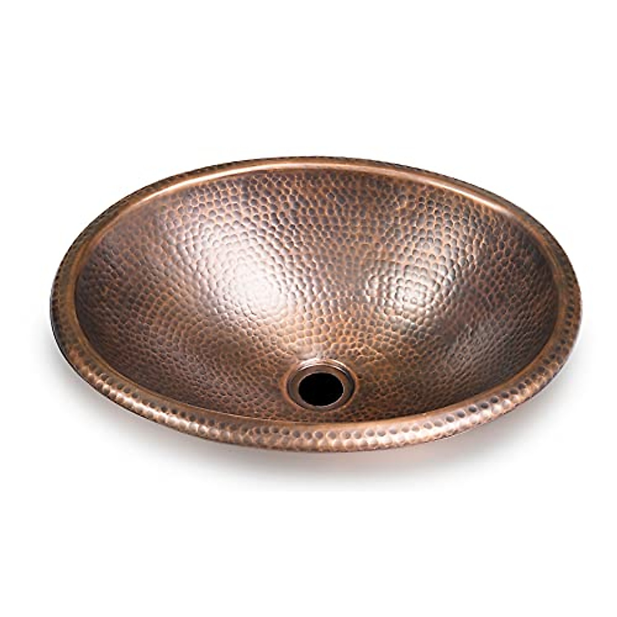 Monarch Abode Pure Copper Hand Hammered Drop-In Bathroom Vanity Sink 17", 17 Inches (Oval)