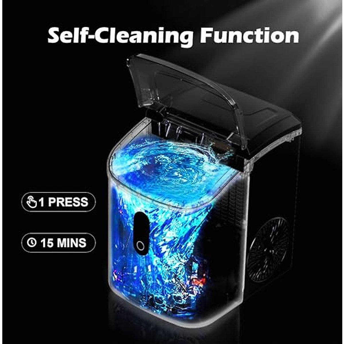 Nugget Ice Maker Countertop, Portable Crushed Sonic Ice Machine, Self Cleaning Ice Makers with One-Click Operation, Soft Chewable Pebble Ice in 7 Mins, 34Lbs/24H with Ice Scoop for Home Bar Camping RV