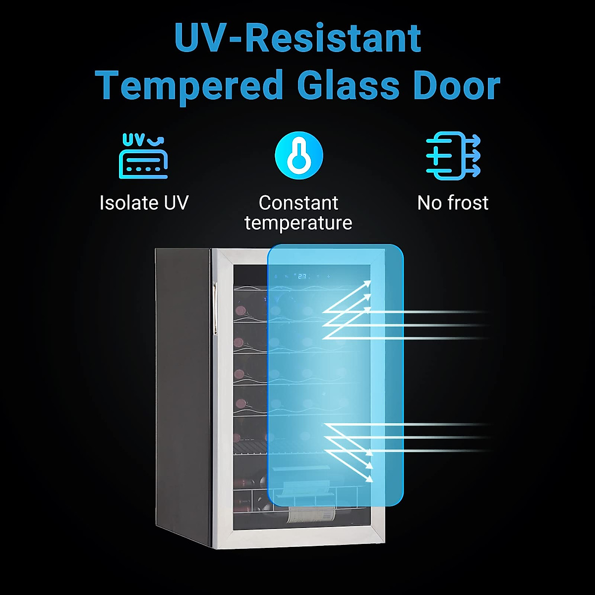 Techomey Wine Fridge Freestanding, 28 Bottle Compressor Wine Cooler Refrigerator with Digital Thermostat and Glass Door, Stainless Steel