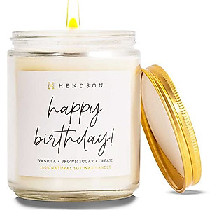 Candles Gifts for Women, Happy Birthday Candle - Bday Candle Gift Ideas for Best Friends, Mom, Sister, Aunt, Daughter, Grandma, Wife, Coworkers - Hendson Handmade 20th 30th 40th 50th Presents