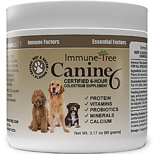 Immune-Tree Bovine Colostrum for Dogs & Puppies | Immune System Booster Supplement | Relief for Allergies, Skin Itch, & Hot Spots | Prebiotics & Probiotics Support Digestion | Made in USA (Small)