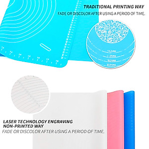 LONGFITE Extra Large 23.6''x19.7'' Silicone Baking Mat for Dough Rolling Pastry Fondant Mat Nonstick and Nonskid Heat Resistent, Dining Table Mat and Placemat (Extra Large Gray)