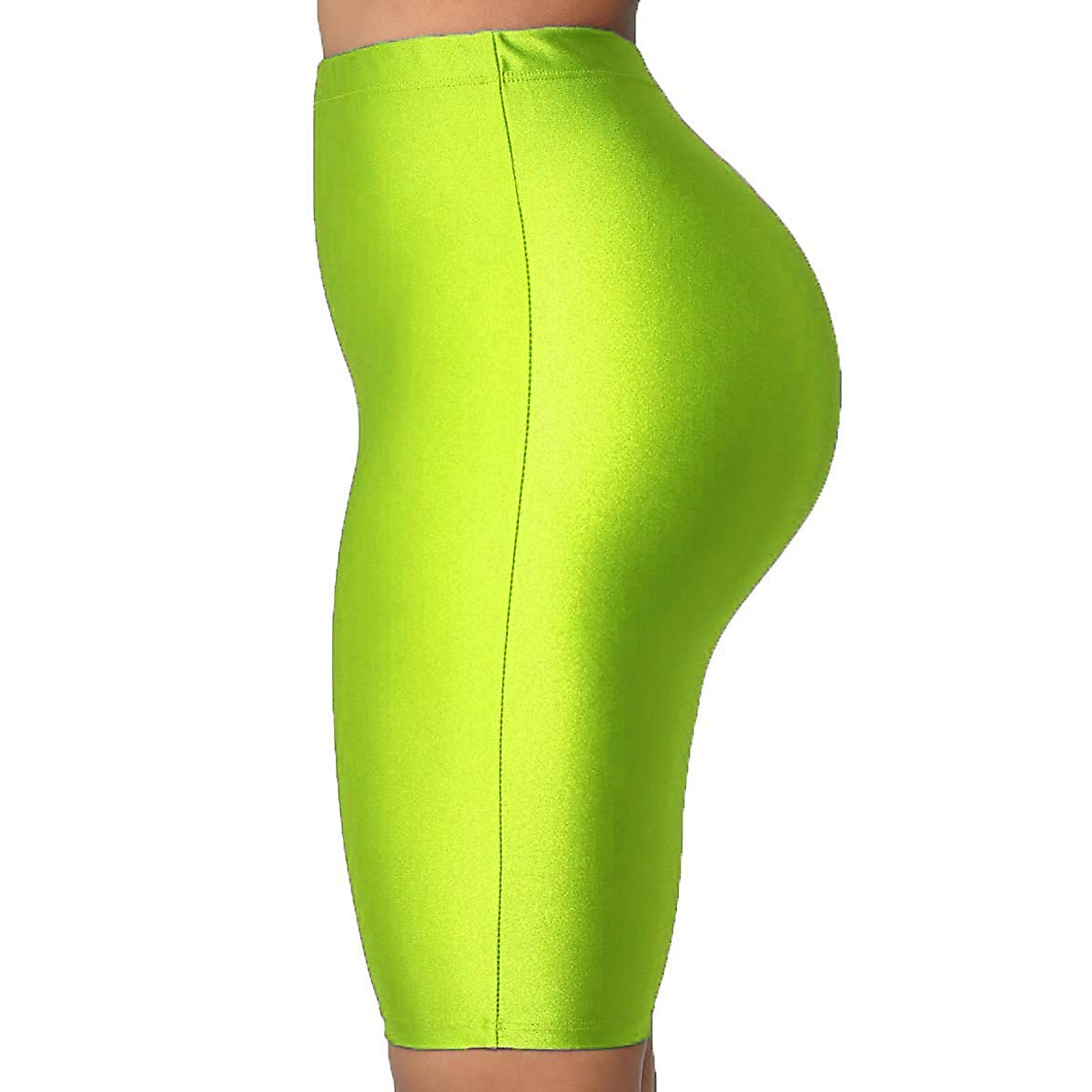 PESION Bike Shorts Women - Active Biker Yoga Shorts, Sexy Spandex Boyshort, Neon Green Large
