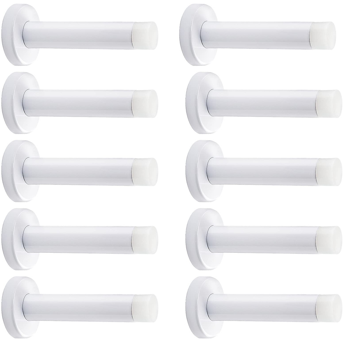 DOKU 10Pcs Door Stop, 3.5 Inch Heavy Duty 304 Stainless Steel Door Stopper with Rubber Tips Bumper, Wall Mounted Door Holder Protection Sound Dampening, White