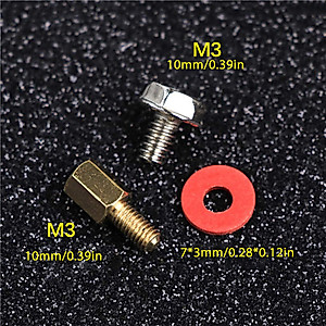 Sara-u 20Pcs Golden Motherboard Riser+Screws Computer Red Washers 6.5mm 6-32-M3 Gasket