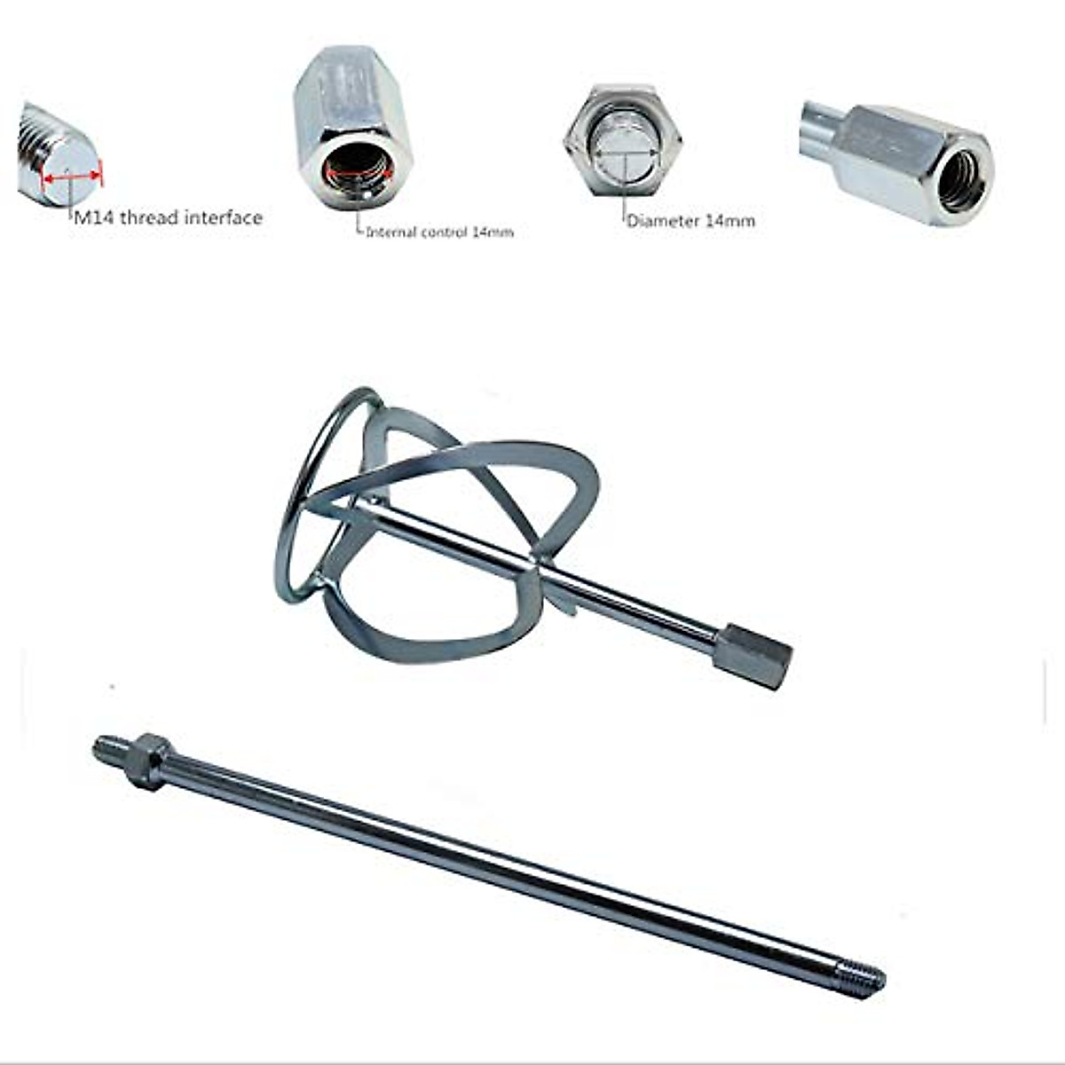 Concrete mixing head, paint mixer, paint mixer drill bit accessories, cement mixer tool drill bit, M14 electric brick mixer accessories, segmented S mixing head.