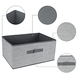 DAYARD Fabric Bins [3-Pack], Foldable Cube Baskets Storage Boxes for Shelves, Closet, Bookshelf, Nursery Organizer Containers, 16 x 11 x 8 inch Grey…