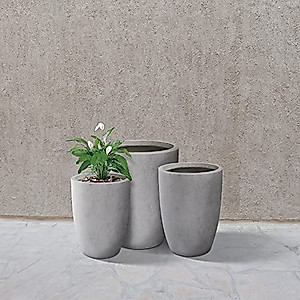 Kante 18.1" 20.4" 22.4" H Round Concrete Modern Tall Planters Set of 3 for Outdoor Indoor, Decorative Plant pots with Drainage Hole & Rubber Plug for Home & Garden Weathered Concrete