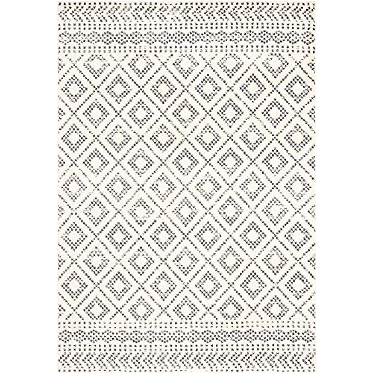 Abani Rustic Grey & Ivory Classic Area Rug, Moroccan Design Medallion Symmetrical 6' x 9' Living Room Carpet Rugs