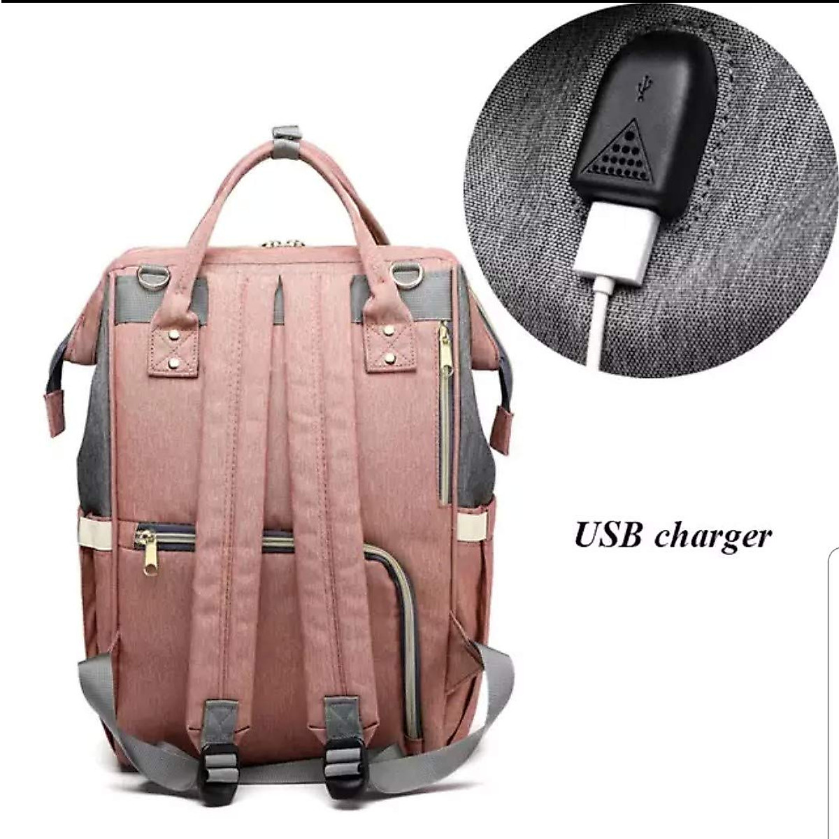 Oopsy Babies Diaper Bag with USB Interface (Pink)