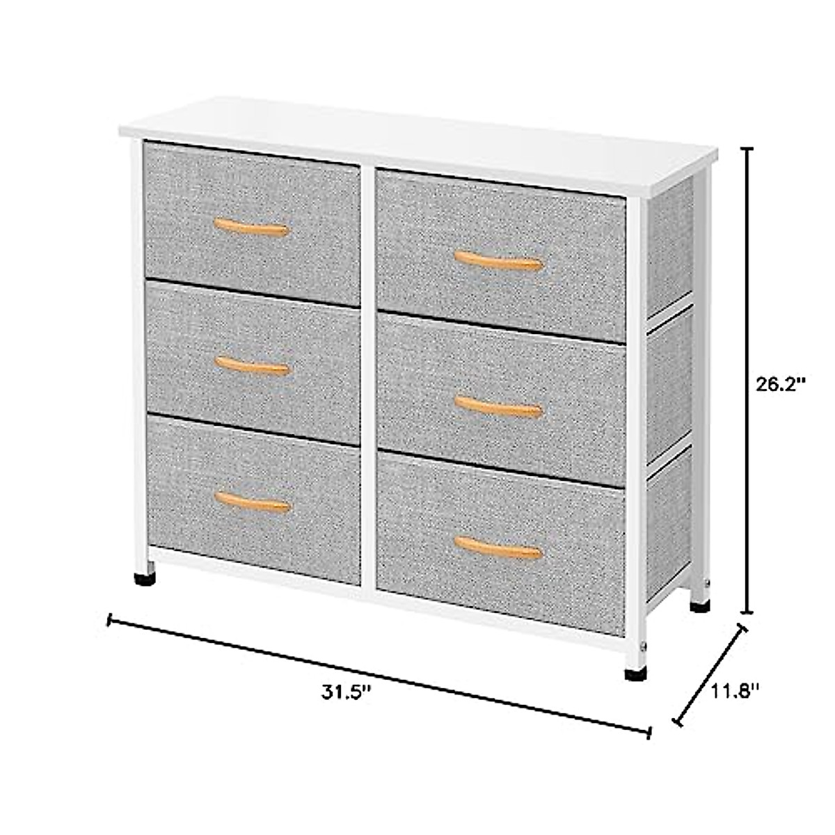 AZL1 Life Concept 6 Drawers Fabric, Tower Dresser for Bedroom, Hallway, Nursery, Entryway, Closets, Sturdy Metal Frame, Wood Tabletop, Easy Pull Handle, Light Grey