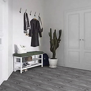 NUFLR Peel and Stick Floor Tile, Vinyl Flooring Natural Grey Wood, Easy to Install and Removable for Update Bathroom Kitchen RV (6 X 35In, 10 PCS)……