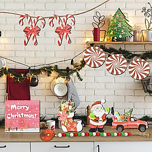 iNextstation 10 Pieces Farmhouse Tiered Tray Decor Set Dog Wooden Signs Rustic Farmhouse Decor Summer Hierarchical Tray Decorative with String Lights Tiered Tray Decorations for Home Kitchen Table