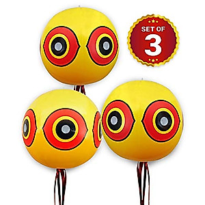 De-Bird Bundle Includes: Balloon Bird Repellent 3-Pk Scary Eye Balloons to Keep Birds Away & Heavy Duty Bird Netting to Protect Plants