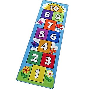 Hop and Count Hopscotch Rug, Kids Floor Play Area Rug Game Carpet Crawl Jump Mat, Children Numbers Learning Non-Slip Rug, Great for Ages 3 to 7 Boys Girls, Home Decor, 26''x55''