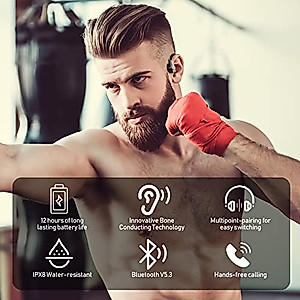 Bone Conduction Headphones - Ultralight IPX8-Waterproof Swimming Headphones-Bluetooth 5.3 Open Ear Wireless Earphones with Mic - MP3 Play Built-in 32G Memory with Case for Swimming Surfing Running