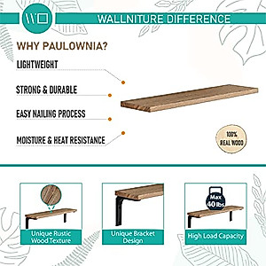 Wallniture Nola Floating Shelves for Wall Storage, Bookshelf Living Room Decor, Bathroom Organizer, 17" Wall Shelves for Bedroom, Kitchen Shelves Set of 5 Burnt Finish