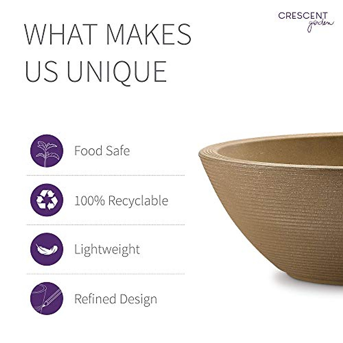 Crescent Garden Delano Oval Planter, Double-Walled Plant Pot, 24" x 17'' (Mocha)