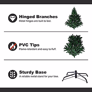 5ft Artificial Christmas Tree, Xmas Tree Perfect for Indoor and Outdoor Holiday Decoration, Easy Assembly, Foldable Base.