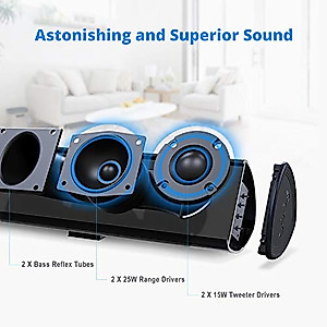 BESTISAN 80 Watt Soundbar, Sound Bars for TV of Home Theater System (Bluetooth 5.0, HDMI, 34 inch, DSP Audio, Strong Bass, Wireless Wired Connections, Bass Adjustable, Wall Mountable)