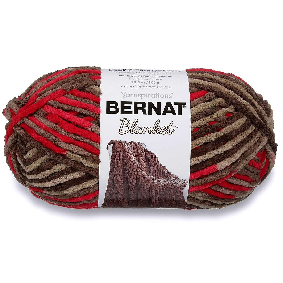 Bernat Blanket Yarn - Big Ball (10.5 oz) - 2 Pack with Patterns (Raspberry Trifle)
