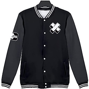 XPLR Maroon Letterman Jackets Merch Print Buttons Jackets Sam and Colby Hoodies Men Women's Sweatshirt (JL02341A01,S)