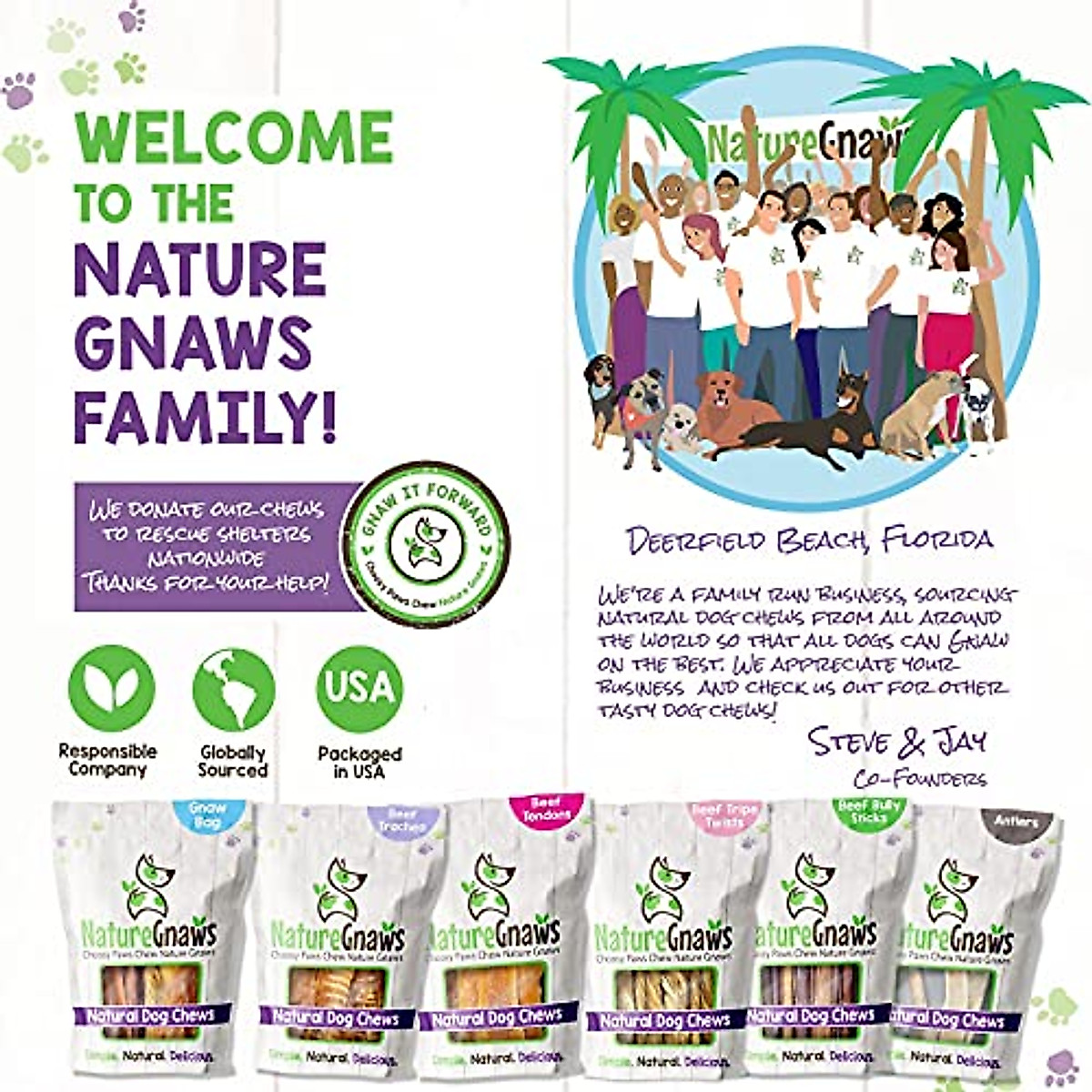 Nature Gnaws Variety Pack of Dog Chews and Bully Sticks - Long Lasting Gnaw Treats Bag for Puppies and Active Dogs - Natural and Rawhide Free Bones