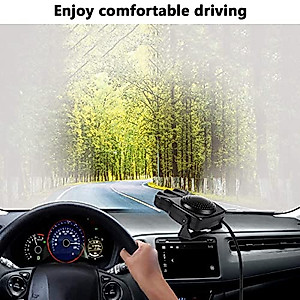 Car Heater, 12V/150W Portable in Cigarette Lighter Plug 180 Degree Rotary Base Car Heater,3 in 1 Fast Heating Defrost Defogger Demister Heat Cooling Fan Auto Dryer Windshield Defroster