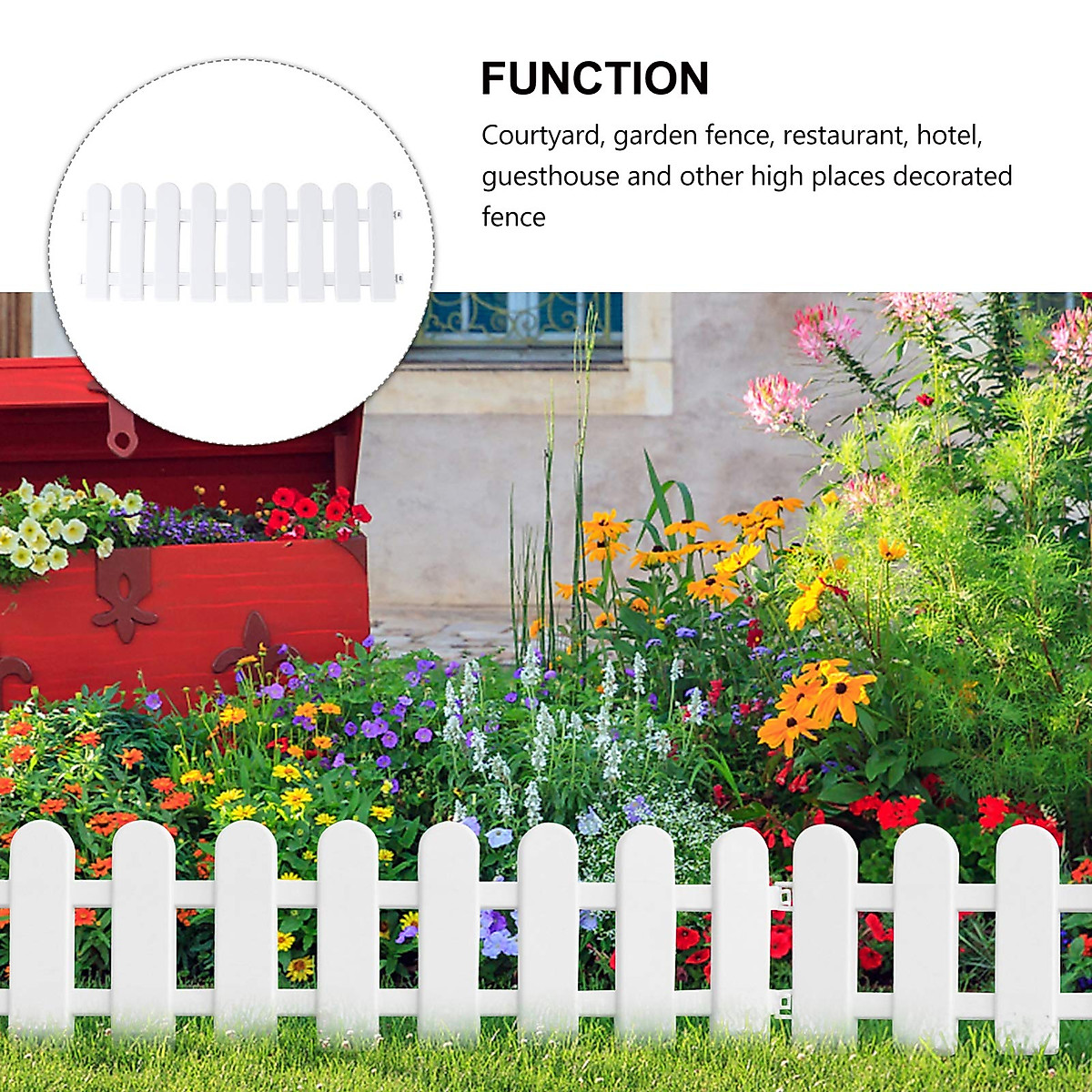 5pcs Christmas Tree Fence White Garden Fence Patio 7.8×19.6inches Yard Fencing Border Flower Plants Tree Guard Lawn Gate Xmas Tree Wedding Party Decoration