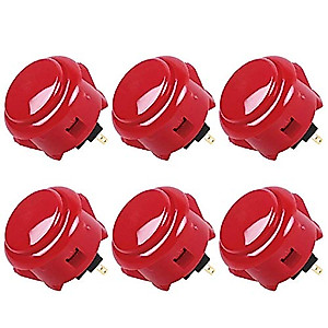 Sanwa 6 pcs OBSF-30 Original Push Button 30mm - for Arcade Jamma Video Game & Arcade Joystick Games Console (Red), Use for Arcade Game Machine Cabinet S@NWA