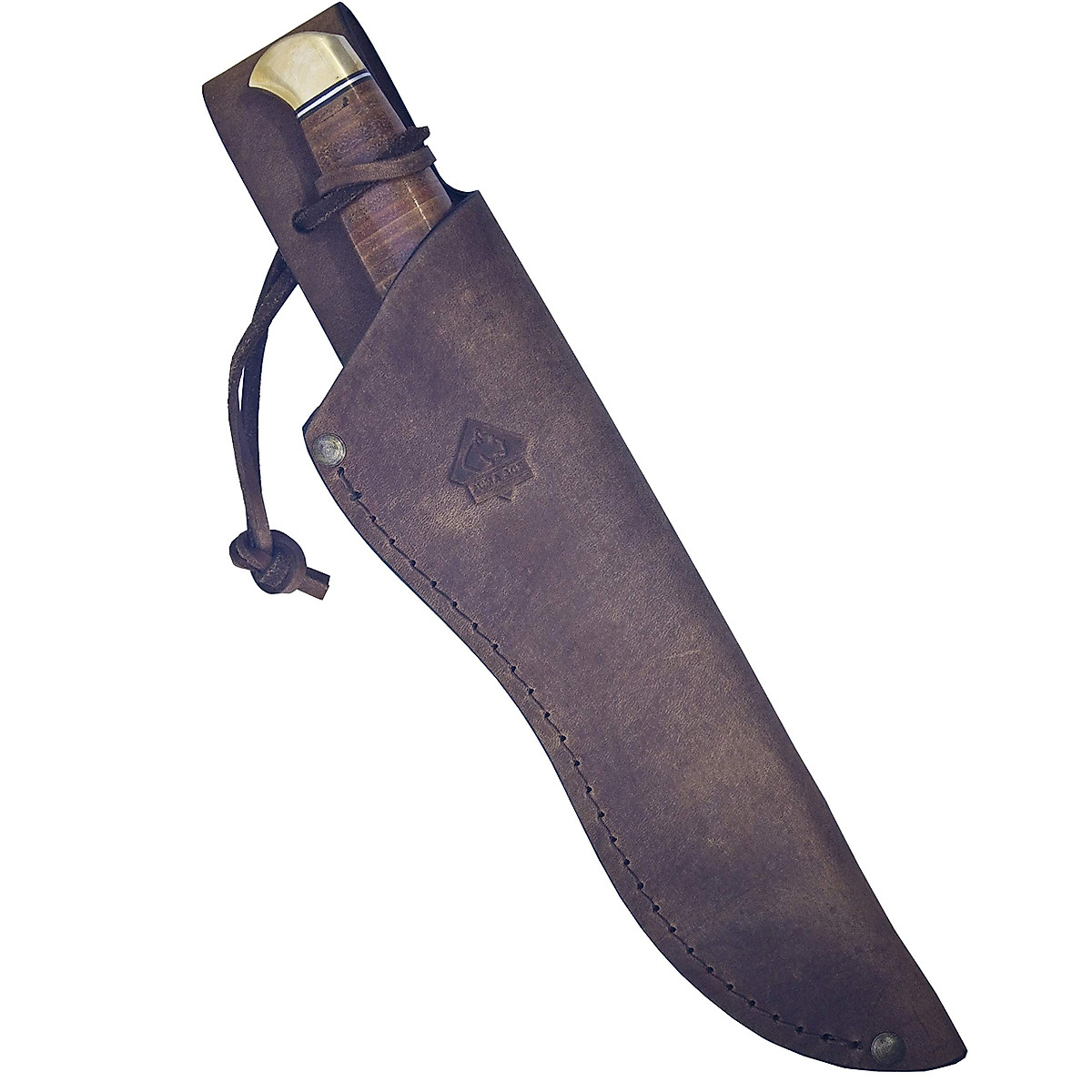Puma SGB Buffalo Hunter Stacked Leather Hunting Knife with Leather Sheath