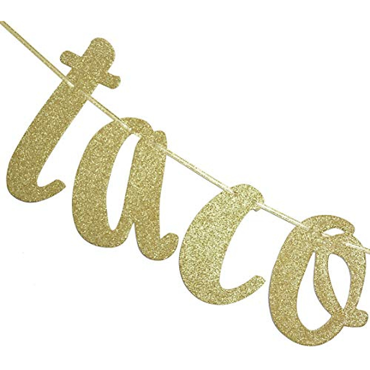 Taco Bout Love Gold Glitter Banner Sign Garland for Mexican Fiesta Themed Bridal Shower Bachelorette Party Wedding Decorations Engagement Supplies Cursive Bunting Photo Booth Props