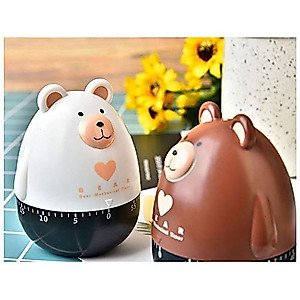 Lovely Cartoon Bear Mechanical Timers 60 Minutes Machinery Kitchen Gadget Cooking Timer Clock Loud Alarm Counters Manual Timer (Brown)