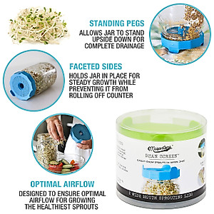 Masontops Bean Screen Microgreens Growing Kit Plastic Sprouting Lids Wide Mouth Mason Jar Sprout Kit – For Growing Broccoli Sprouts, Alfalfa, Seed & Bean Sprouts – 2 Pack Wide Mouth Sprouting Jar Lids