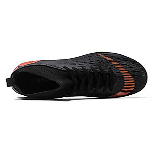 LIAOCX Men’s Soccer Boots Shoes TF/AG Athletic Sneaker Football Boots Cleats High-top Sock for Outdoor/Indoor/Competition/Training Black