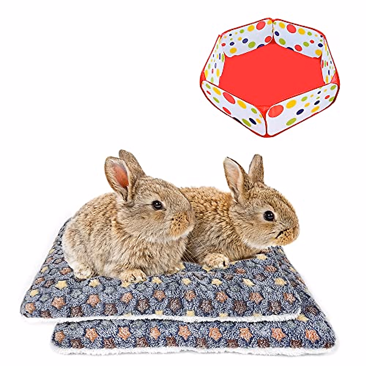 Amakunft 2 Pcs Large Guinea Pig Bed Mat, Rabbit Sleep Bed, 17.7x13.7x2 Inches, Small Animal Playpen for Bunny/Chinchilla/Hedgehog
