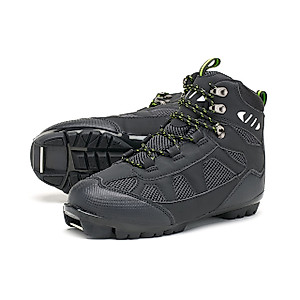 Whitewoods Junior 302 NNN Nordic Cross Country XC Touring Adventure Insulated Ski Boots, Black/Green, 34