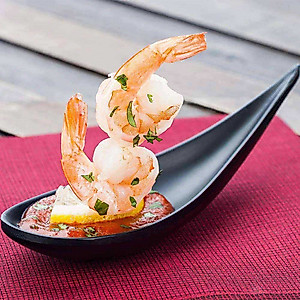 Restaurantware Voga 4.3 x 1.8 x 1.8 Inch Tasting Spoons 10 Teardrop Appetizer Tasting Spoons - Premium Versatile Black Melamine Sample Spoons Top Rack Dishwashable For Appetizer Or Desserts