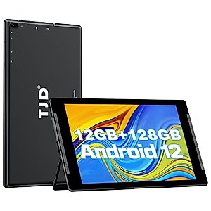 Android 12 Tablet 10.1 Inch Tablets with Stand, 6+6 GB RAM 128GB ROM 512GB Expandable, Google GMS Tablet, 6000mAh Fast Charge, 8MP Dual Camera, 2.4G/5G WiFi6, IPS HD Touch Screen (Black)