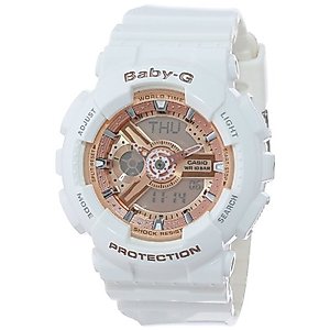 Casio Women's BA-110-7A1CR Baby-G Pink Analog-Digital Display and White Resin Strap Watch