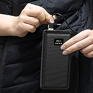 MOSILA Heated Vest Battery Pack, Portable Charger with DC and USB Output Ports, 5V/7.4V 30000mAh Power Bank for Heated Jacket and Heated Hoodie, LED Display Portable Charger for iPhone Android