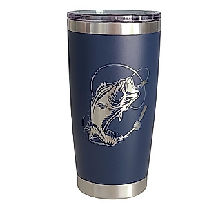 Bass Fishing Travel Mug for Men, Fathers Day Gifts for Men, Coffee Stainless Steel 20oz, Stainless Steel Tumbler with Lid